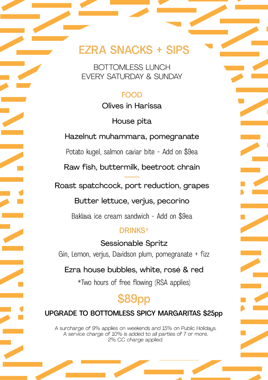 Bottomless Brunch Ezra Restaurant